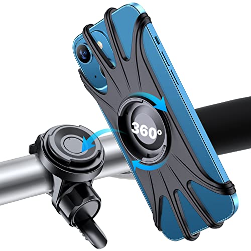 VUP Bike Phone Mount Detachable, Universal Bicycle Phone Holder with 360° Rotatable Silicone Mount for iPhone 14/13/Pro Max/Pro/mini/12/11/Xs/Max/Xr/X/7/8/Plus and 4.0''~6.7'' Cellphones