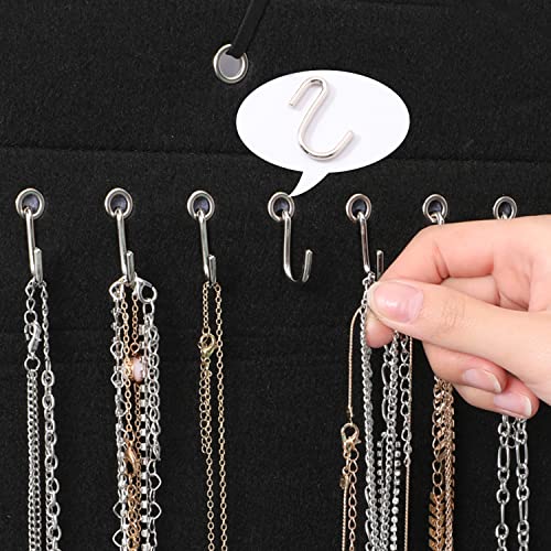 KGMCARE Hanging Jewelry Organizer Storage with 24 Hooks Wall Mounted Jewelry Display Hanging on Door Closet Necklace Holder for Bracelet Ring Chain-Patent Design (Black)