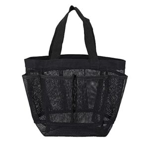 zksm mesh shower caddy, portable shower basket dorm with 9 pockets, quick dry hanging shower bag, essential toiletry storage bag for student dormitory, gym, travel or camping (black)