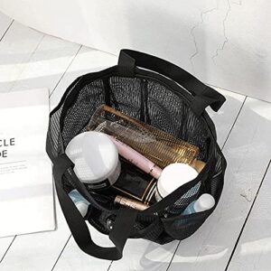 ZKSM Mesh Shower Caddy, Portable Shower Basket Dorm with 9 Pockets, Quick Dry Hanging Shower Bag, Essential Toiletry Storage Bag for Student Dormitory, gym, travel or camping (Black)