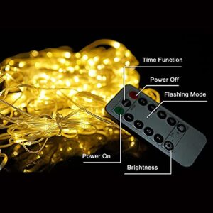 hyrion Led Curtain String Lights Window Fairy Light Remote Control USB Powered 8 Modes 9.8ft for Bedroom Wedding Party Home Garden Outdoor Indoor Wall Decorations