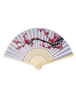 delicate cherry blossom design folding fan favors silk folding hand fan wedding favors gifts favors gifts fan girls ladies church wedding gift party favors diy decoration music festival party parade