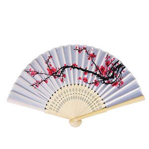 Delicate Cherry Blossom Design Folding Fan Favors Silk Folding Hand Fan Wedding Favors Gifts Favors Gifts Fan Girls Ladies Church Wedding Gift Party Favors DIY Decoration Music Festival Party Parade