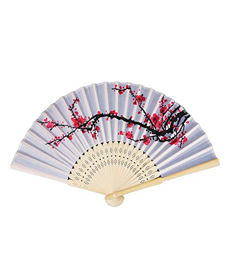 Delicate Cherry Blossom Design Folding Fan Favors Silk Folding Hand Fan Wedding Favors Gifts Favors Gifts Fan Girls Ladies Church Wedding Gift Party Favors DIY Decoration Music Festival Party Parade