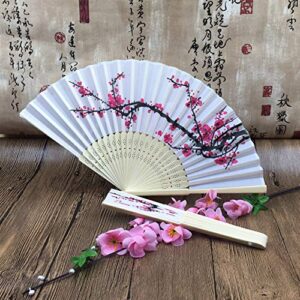 Delicate Cherry Blossom Design Folding Fan Favors Silk Folding Hand Fan Wedding Favors Gifts Favors Gifts Fan Girls Ladies Church Wedding Gift Party Favors DIY Decoration Music Festival Party Parade