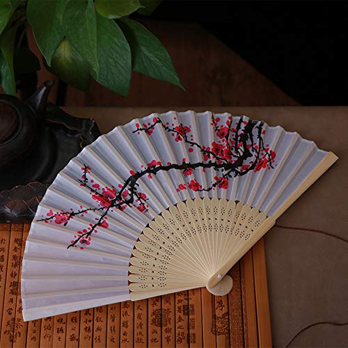 Delicate Cherry Blossom Design Folding Fan Favors Silk Folding Hand Fan Wedding Favors Gifts Favors Gifts Fan Girls Ladies Church Wedding Gift Party Favors DIY Decoration Music Festival Party Parade