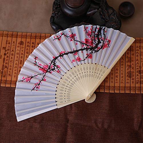 Delicate Cherry Blossom Design Folding Fan Favors Silk Folding Hand Fan Wedding Favors Gifts Favors Gifts Fan Girls Ladies Church Wedding Gift Party Favors DIY Decoration Music Festival Party Parade