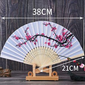 Delicate Cherry Blossom Design Folding Fan Favors Silk Folding Hand Fan Wedding Favors Gifts Favors Gifts Fan Girls Ladies Church Wedding Gift Party Favors DIY Decoration Music Festival Party Parade