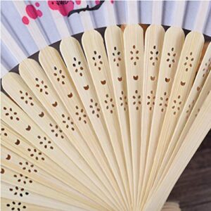 Delicate Cherry Blossom Design Folding Fan Favors Silk Folding Hand Fan Wedding Favors Gifts Favors Gifts Fan Girls Ladies Church Wedding Gift Party Favors DIY Decoration Music Festival Party Parade