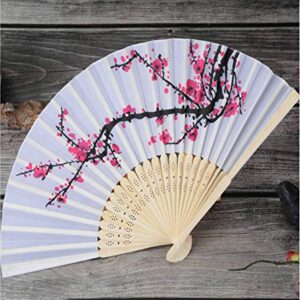 Delicate Cherry Blossom Design Folding Fan Favors Silk Folding Hand Fan Wedding Favors Gifts Favors Gifts Fan Girls Ladies Church Wedding Gift Party Favors DIY Decoration Music Festival Party Parade