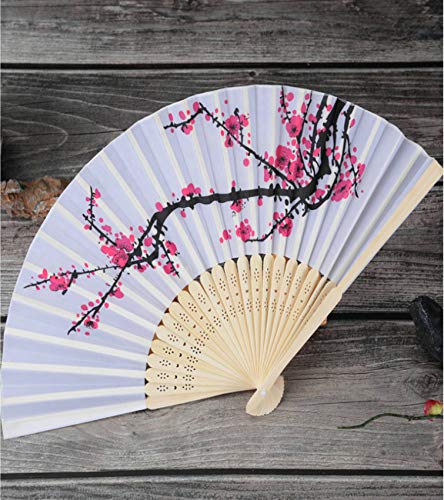 Delicate Cherry Blossom Design Folding Fan Favors Silk Folding Hand Fan Wedding Favors Gifts Favors Gifts Fan Girls Ladies Church Wedding Gift Party Favors DIY Decoration Music Festival Party Parade