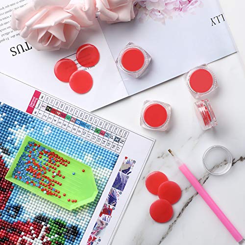 15 Pack Diamond Art Painting Wax with Storage Box Full of Red Glue Clay for Embroidery Accessories