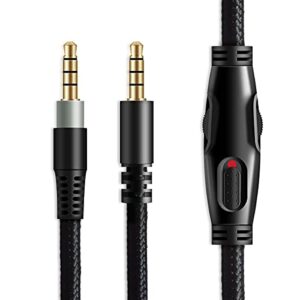 mjkor replacement audio aux cable for hyperx cloud alpha and cloud mix gaming headsets with inline mute & volume control (no inline mic)