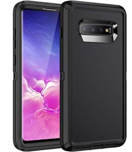 regsun for galaxy s10 plus case,shockproof 3-layer full body protection [without screen protector] rugged heavy duty high impact hard cover case for samsung galaxy s10 plus,black