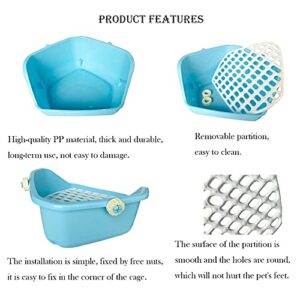 kathson Bunny Potty Trainer Corner Pan Rabbit Toilet Guinea Pig Litter Box with 2 Pack Pet Removable Hanging Crate Bowls for Small Animal