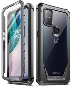 poetic guardian series case designed for oneplus nord n10 5g, full-body hybrid shockproof bumper cover with built-in-screen protector, black