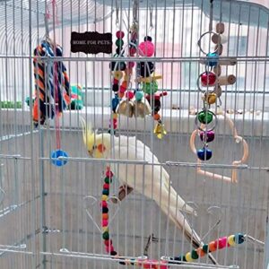 kathson 17 Packs Bird Toys Parrot Swing Chewing Toys, Hanging Bell Birds Cage Toys Colorful Toy for Small Parakeets, Conures, Cockatiels, Macaws, Finches, Love Birds