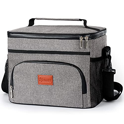 AstroAI Large Lunch Box for Men Women, 40 Can/24L Cooler Bags Insulated Tote Keep Cool and Warm for for Office School Picnic Beach Shopping (Grey)