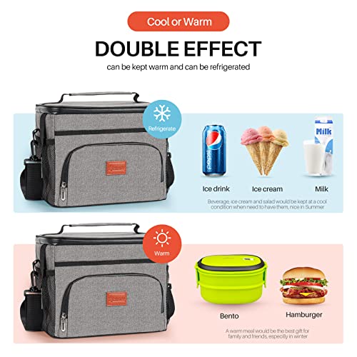 AstroAI Large Lunch Box for Men Women, 40 Can/24L Cooler Bags Insulated Tote Keep Cool and Warm for for Office School Picnic Beach Shopping (Grey)