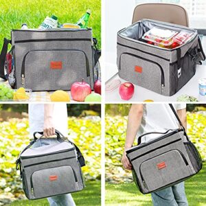 AstroAI Large Lunch Box for Men Women, 40 Can/24L Cooler Bags Insulated Tote Keep Cool and Warm for for Office School Picnic Beach Shopping (Grey)