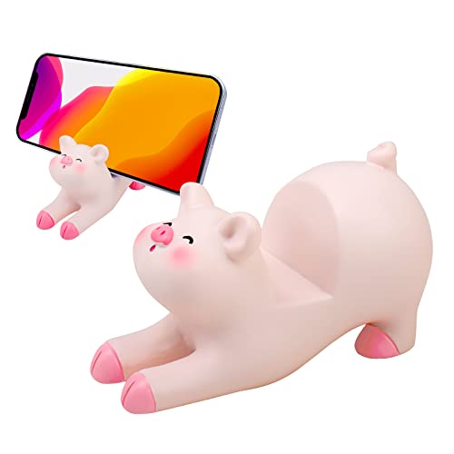 Seninda Pig Phone Stand Cute Office Desk Accessories Cellphone Holder Home Decor Lovely Gift (Shape A)