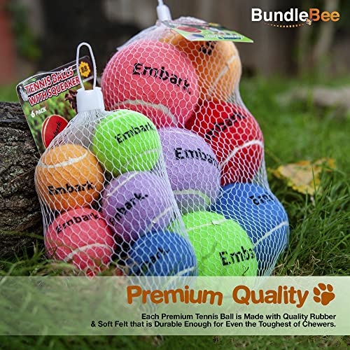 Colorful Squeaky Tennis Balls for Small Dogs and Puppies - 1.5 Inch - 6 Pack - Dog Training Toys for Positive Reinforcement, Interactive Squeaker Balls To Engage Attention Outside, Ball Launcher Fetch