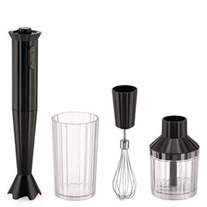 alessi mdl10sb/us plissé hand blender with measuring jug, whisk and chopper in thermoplastic resin, black. us