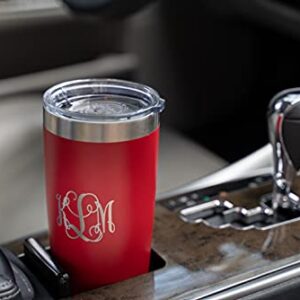 Monogram Tumbler Cup 20oz Insulated Custom Engraved (Black)