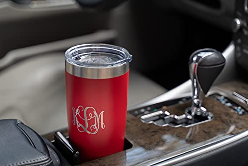 Monogram Tumbler Cup 20oz Insulated Custom Engraved (Black)