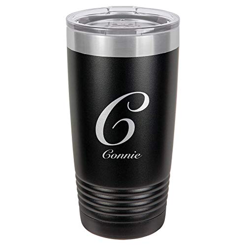 Monogram Tumbler Cup 20oz Insulated Custom Engraved (Black)