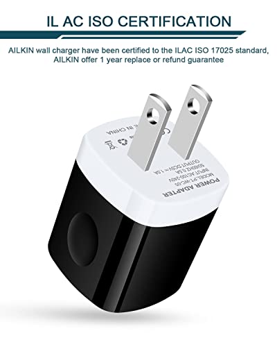 USB Wall Charger Plug, Fast Charging Block, AILKIN 5Pack 1A 1-Port Power Adapter Charging Cube Bricks Box for iPhone 14 13 12 Mini Pro Max/11/XR/XS/X/8/7, iPad Pro/Air, Cell Phone USB A Plug Cargador