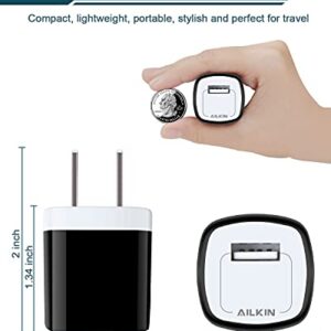 USB Wall Charger Plug, Fast Charging Block, AILKIN 5Pack 1A 1-Port Power Adapter Charging Cube Bricks Box for iPhone 14 13 12 Mini Pro Max/11/XR/XS/X/8/7, iPad Pro/Air, Cell Phone USB A Plug Cargador