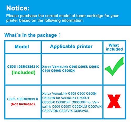 LCL Remanufactured Toner Cartridge Replacement for Xerox VersaLink C505 C505S C505X C500 C500N C500DN 106R03862 (1-Pack Black)