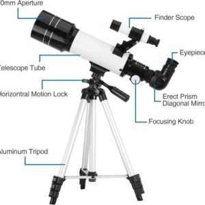 Telescope, 70mm Aperture 400mm AZ Mount Astronomical Refracting Telescope for Adults Kids Beginners - Travel Telescope with Backpack, 2X Barlow Lens, Phone Adapter