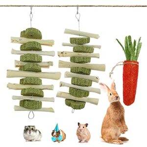 keyonekj 100% natural rabbit toys for bunnies，improve dental health and no glue chew toys for teeth for bunny/chinchilla/guinea pig/hamsters/rat/squirrel/totoro/rodent