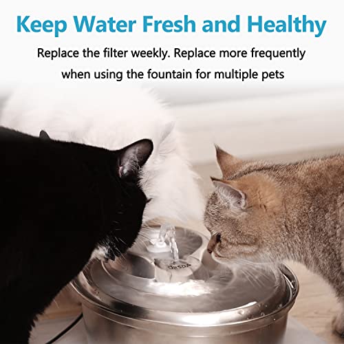 ORSDA Cat Water Fountain Filters, 12 Packs Replacement Carbon, Resin Filters for D60 100oz/3L Automatic Pet Fountain Cat Water Fountain Dog Water Dispenser, 3 Triple Filtration System