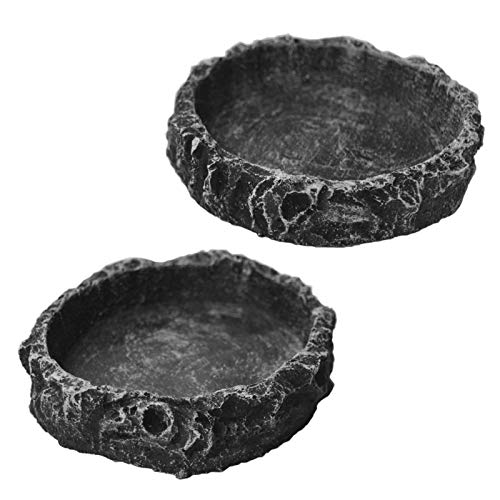 2 Pack Reptile Water Dish Reptile Water and Food Bowls Reptile Feeding Dish,Breadworm Feeding for Leopard Gecko Lizard Spider Scorpion Chameleon (2Pcs Round)