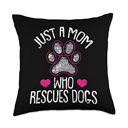 Mothers-Day 2021 Cloths Mom-my Mama Women Gifts Rescue Dog Mom Cute Puppy Doggie Paw Print Mommy Mama Mother Throw Pillow, 18x18, Multicolor