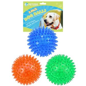 petizer 3-pack 2.5 inch squeaky dog toy balls, floating dog pool balls, dog spiky balls, interactive fetch toys for puppy, dog chew toys for boredom, for small medium and large dogs