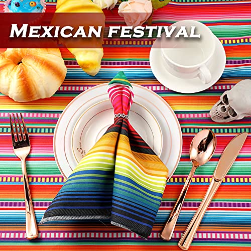 6 Pieces Fiesta Mexican Fabric Serape Cinco de Mayo Fabric Napkins Quilting Bundles for Home Fiesta Holiday Party, DIY Wrapping, Fall Crafts Decoration, Crafting Sewing Supplies, 20 x 20 Inches