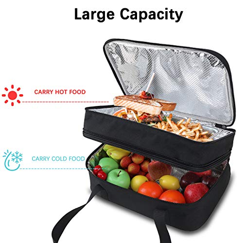 Weitars Double Decker Casserole Carrier Insulated Expandable Large Cooler Bag Leakproof Cooler Bag Holder Tote for BBQ, Picnic, Party, Camping (Black)