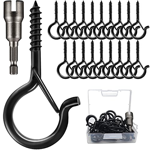 Zzbety 20 PCS Q-Hanger Screw Hooks with Safety Buckle Design Christmas Lights Hanger Hooks Outdoor Wire Fairy Lights and String Lights, Easy to Release, Include 1 Wing Nut Driver