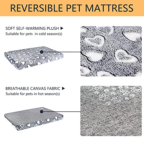 VANKEAN Dog Crate Mat Reversible Cool and Warm, Stylish Dog Bed for Crate with Waterproof Inner Linings and Removable Machine Washable Cover, Firm Support Dog Pad for Small to XX-Large Dogs, Grey