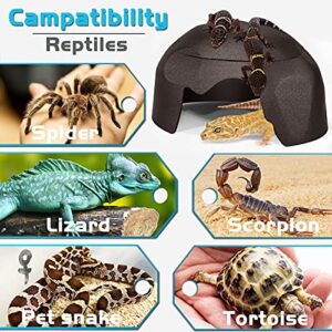 Fischuel Reptile Hides Humidification Cave Help Your Pets Shedding , A Damp Hideout with Natural Rock designto, Suitable for Bearded Dragons Lizards Leopard Gecko Spiders Turtles and Snakes（Brown）