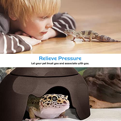 Fischuel Reptile Hides Humidification Cave Help Your Pets Shedding , A Damp Hideout with Natural Rock designto, Suitable for Bearded Dragons Lizards Leopard Gecko Spiders Turtles and Snakes（Brown）