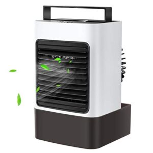 ovpph portable air conditioner, personal air cooler fan mini evaporative cooler desk table fan, quiet air circulator humidifier misting fan with 3 speeds for home bedroom office, white