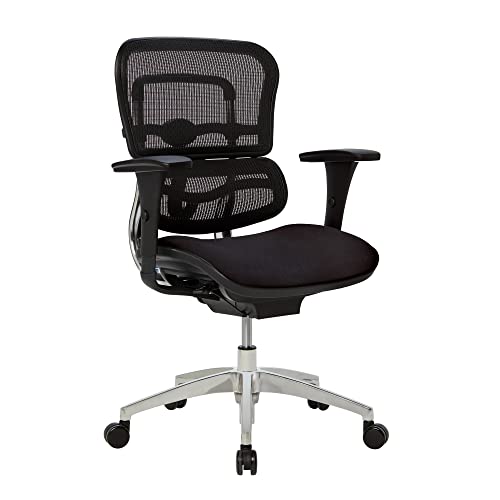 WorkPro® 12000 Series Ergonomic Mesh/Fabric Mid-Back Chair, Black/Black