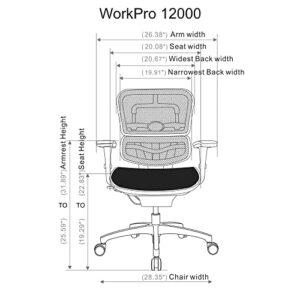 WorkPro® 12000 Series Ergonomic Mesh/Fabric Mid-Back Chair, Black/Black