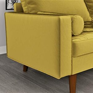 US Pride Furniture NS5459-L Caladeron Mid-Century Modern Loveseat in Soft Velvet, Goldenrod