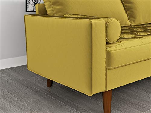 US Pride Furniture NS5459-L Caladeron Mid-Century Modern Loveseat in Soft Velvet, Goldenrod